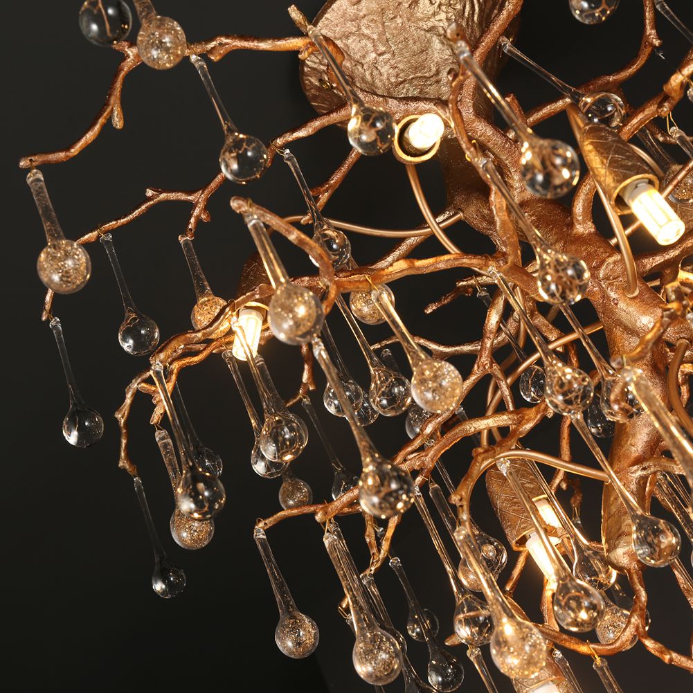 Modern Branch Ceiling Light with Crystal Dew Drop (Gold Inside) – Ulamps
