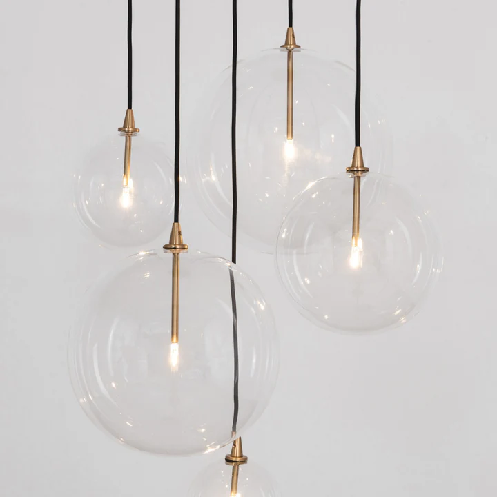 Modern Lighting Glass Globe Moving Cluster Round Modern Dining Room ...