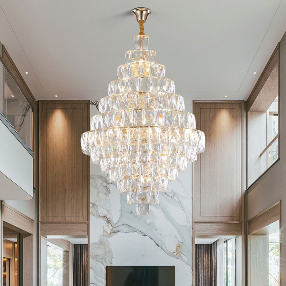 Extra Large Foyer Pure Crystal Ceiling Light Fixture Living Room Entra ...