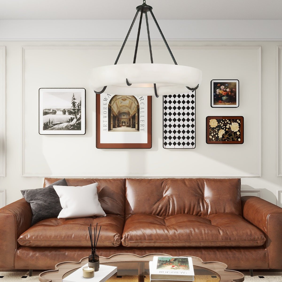Orion Alabaster Round Modern Dining Room Light Fixtures, Living Room C ...