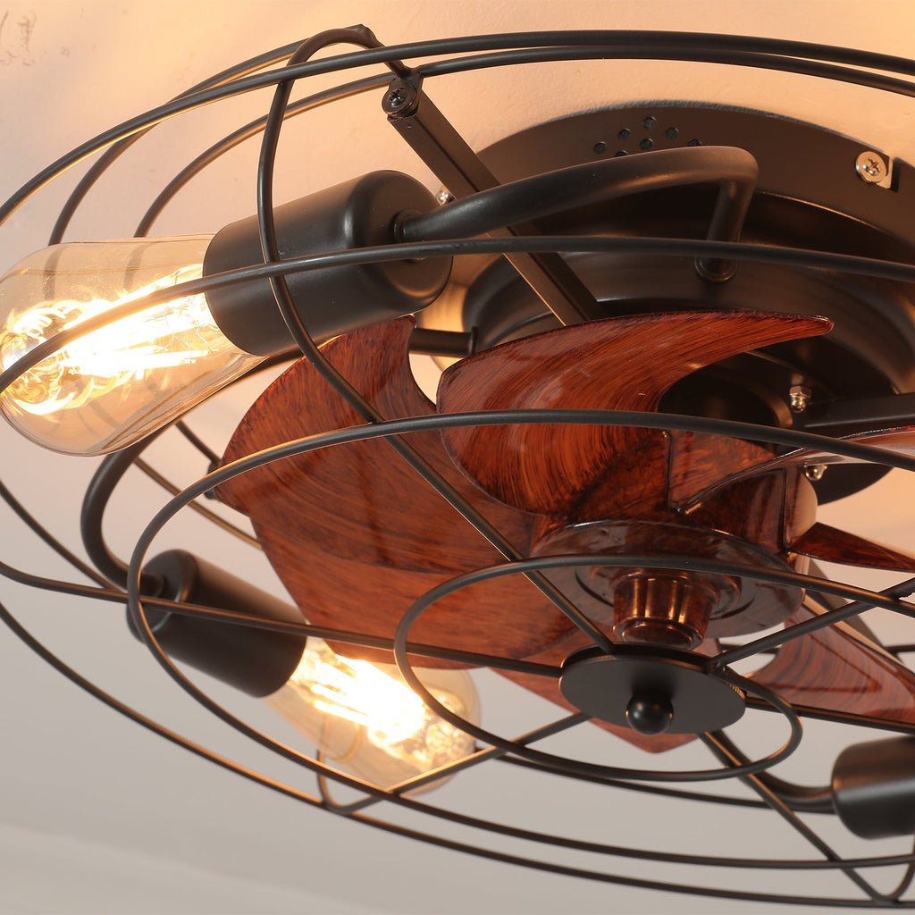 Maeve Recessed Cage Industrial Ceiling Fan For Indoor And Outdoor Porc ...