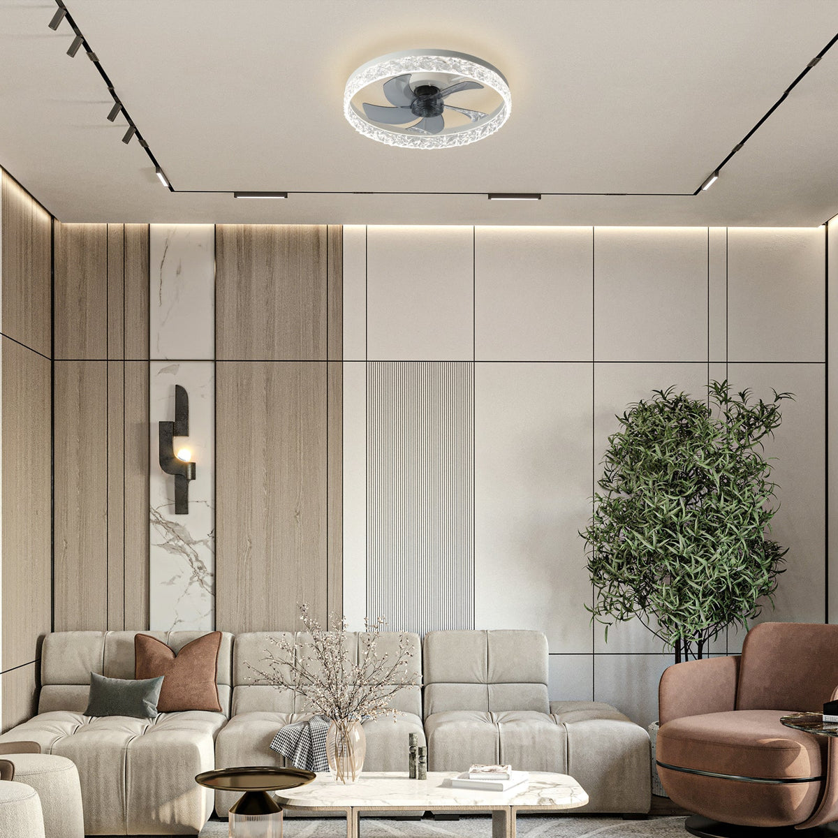 Maeve Modern Indoor Recessed Ceiling Fan with Remote Control for Bedro ...