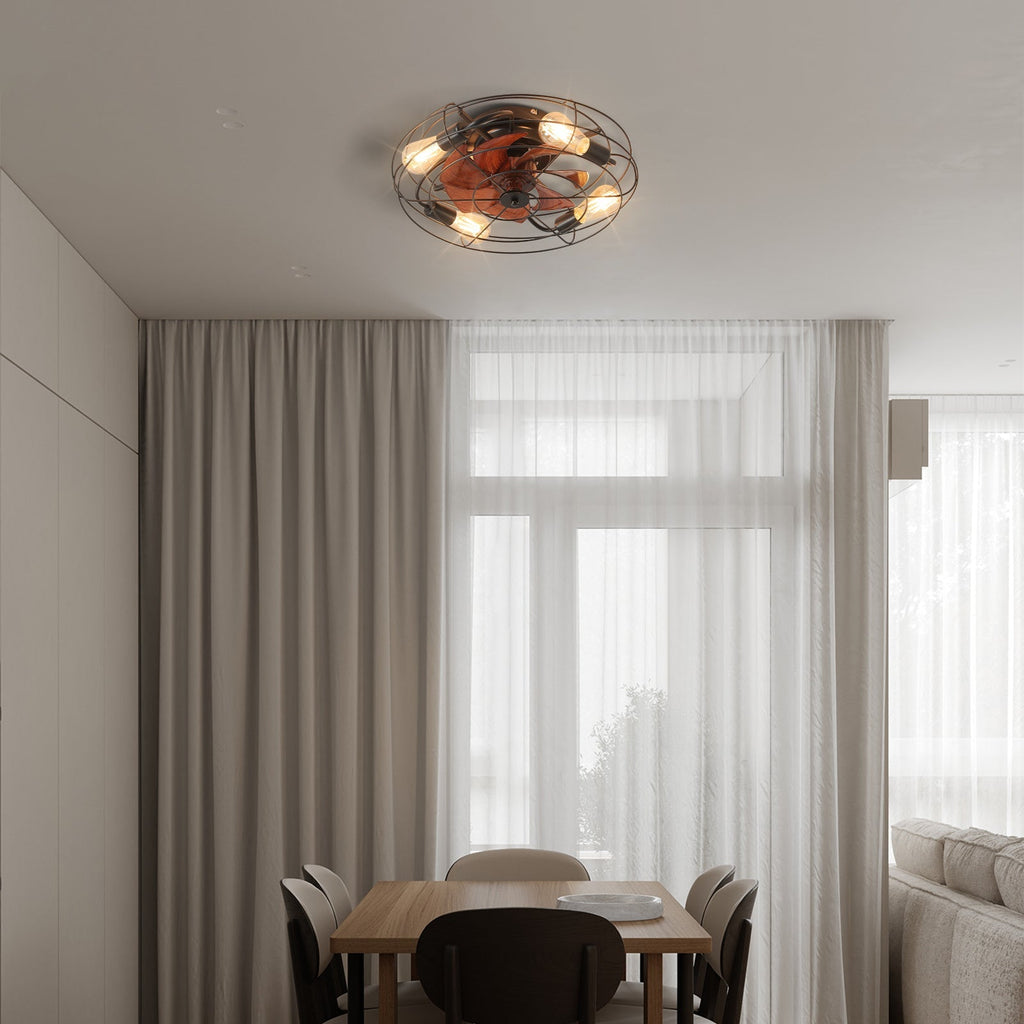 Maeve Recessed Cage Industrial Ceiling Fan For Indoor And Outdoor Porc ...