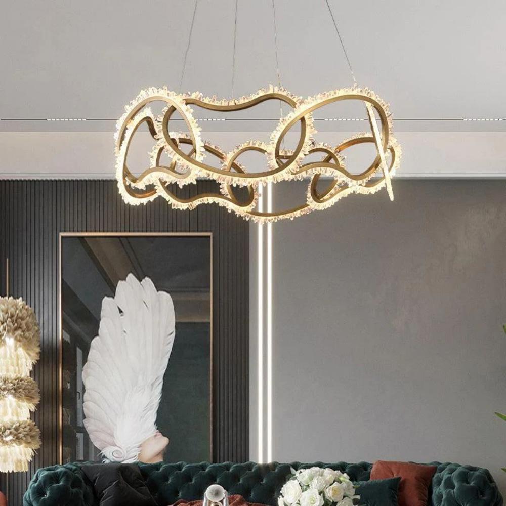 Mamie Multi Ring Rock Crystal Chandelier for Living Room – Ulamps